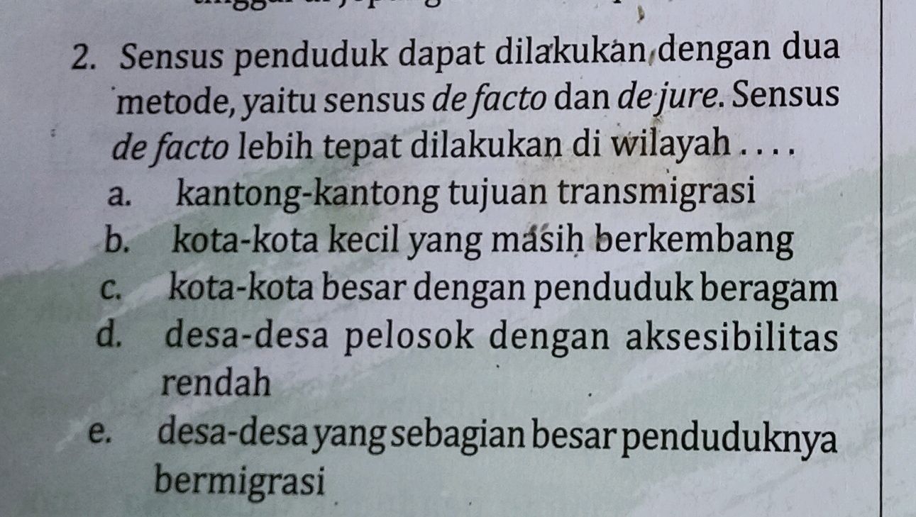 2. Sensus penduduk dapat dilakukan dengan | StudyX
