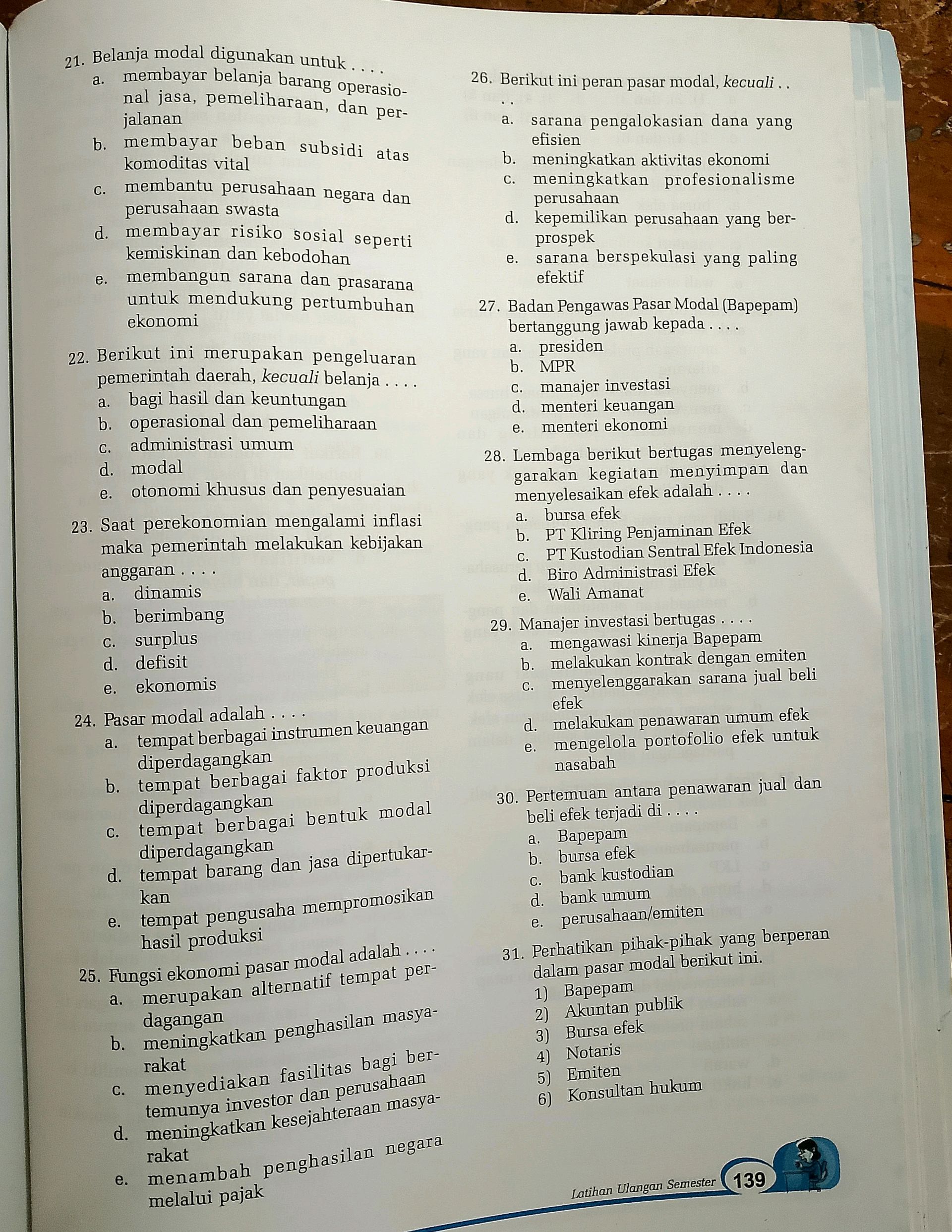 21. Belanja modal digunakan untuk.... a. | StudyX