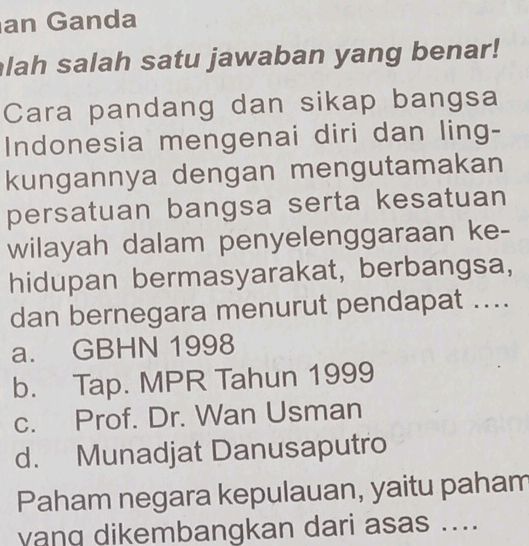 Cara pandang dan sikap bangsa Indonesia | StudyX