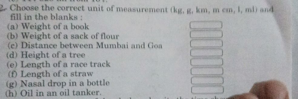2. Choose the correct unit of measurement | StudyX