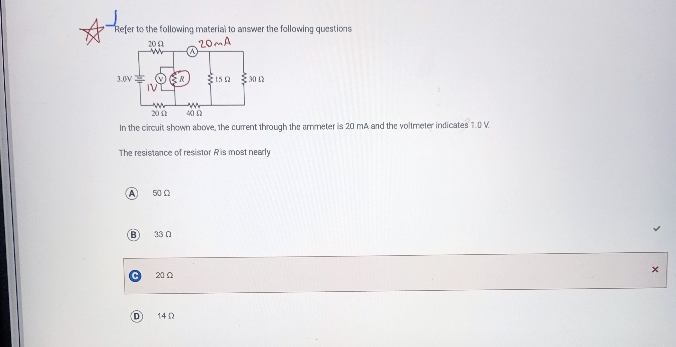 In the circuit shown above, the current | StudyX