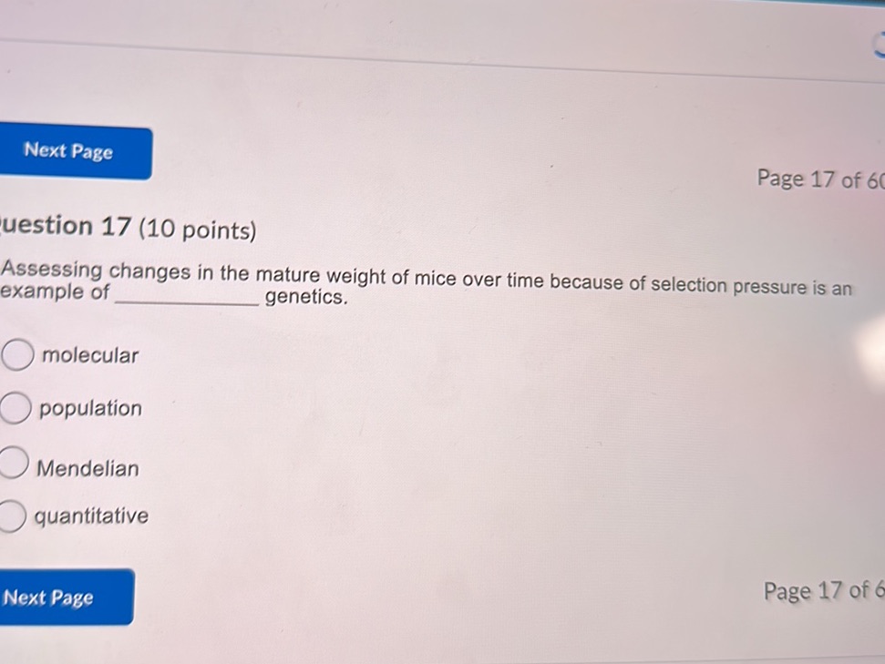 Question 17 (10 points) Assessing changes | StudyX