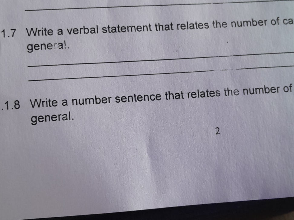 1.7 Write a verbal statement that relates | StudyX