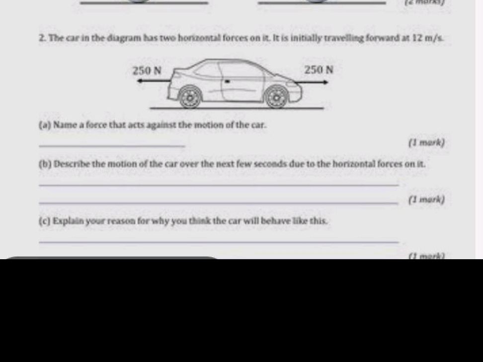 2. The car in the diagram has two horizontal | StudyX