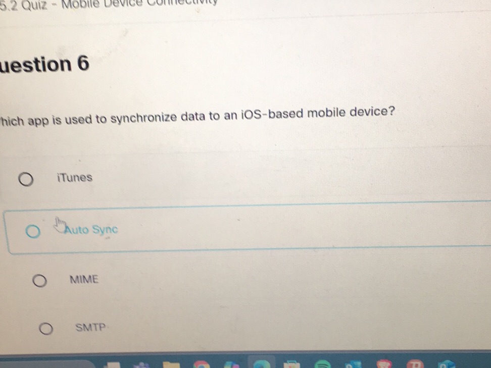 Which app is used to synchronize data to an | StudyX