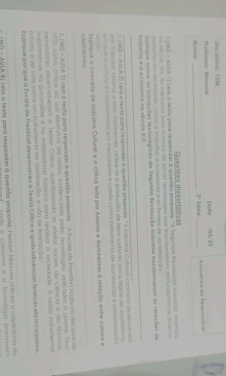 1. (MD - AULA 1) Leia o texto para responder | StudyX