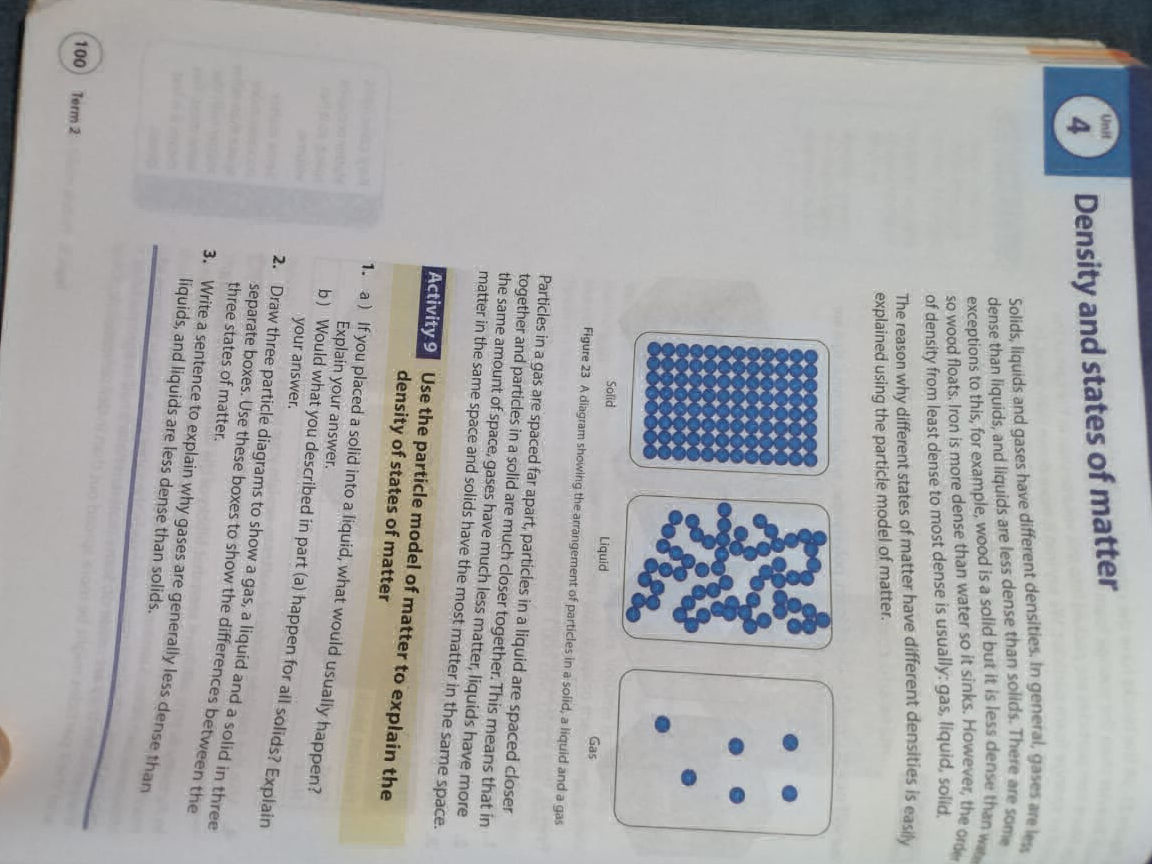 Activity 9 Use the particle model of matter | StudyX