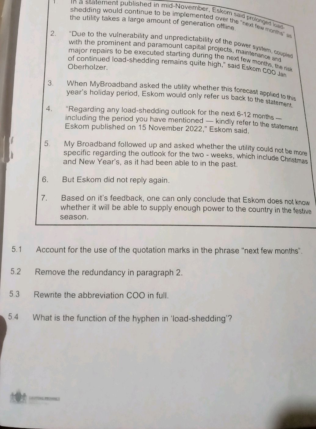 5.1 Account for the use of the quotation | StudyX