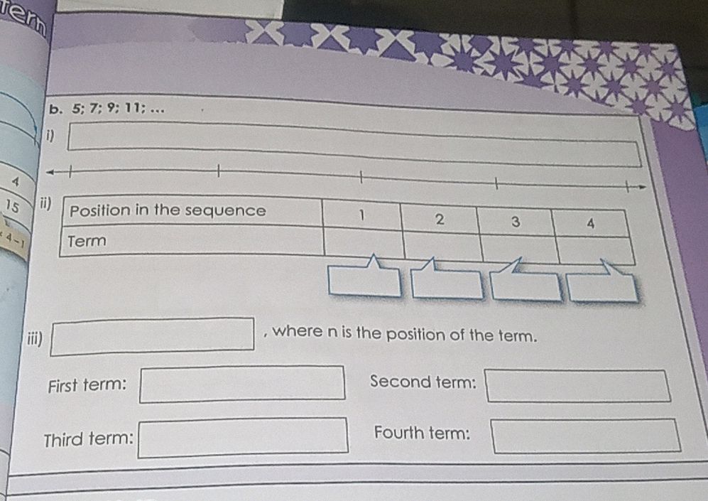 b. 5; 7; 9; 11; ... ii) Position in the | StudyX