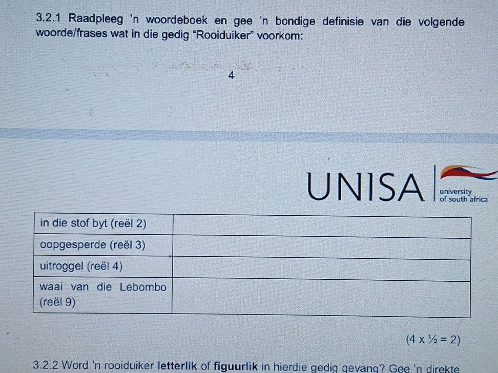 3.2.1 Raadpleeg 'n woordeboek en gee 'n | StudyX