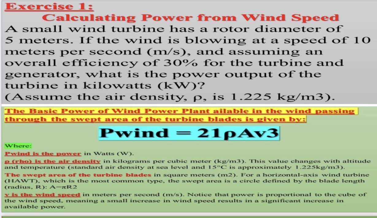 Exercise 1: Calculating Power from Wind | StudyX