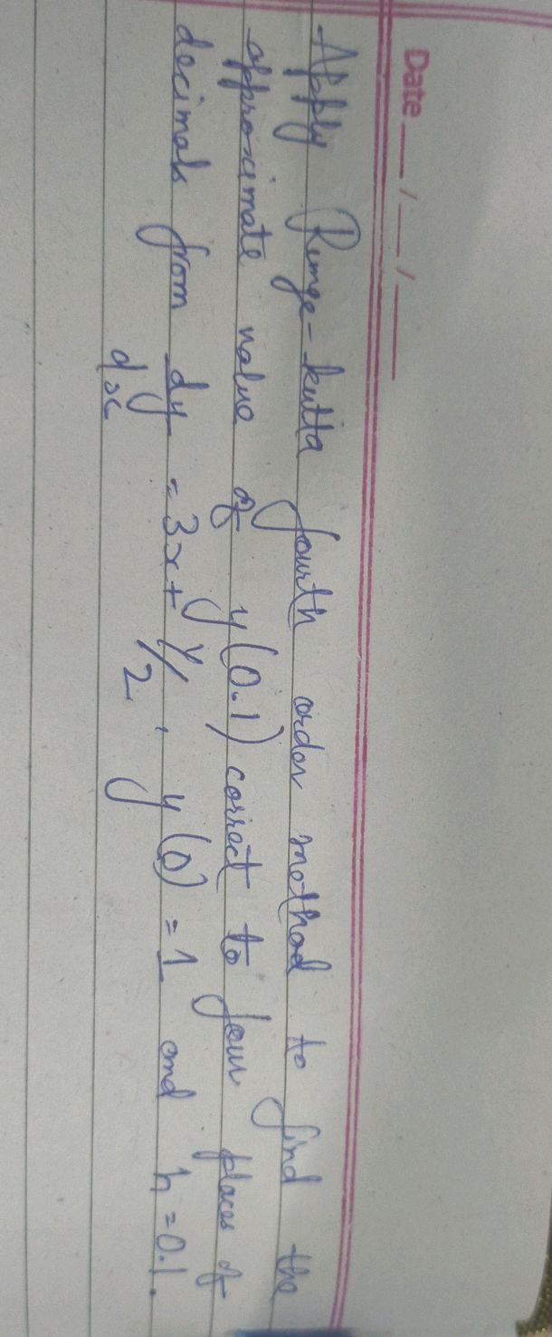 Apply Runge-Kutta fourth order method to | StudyX