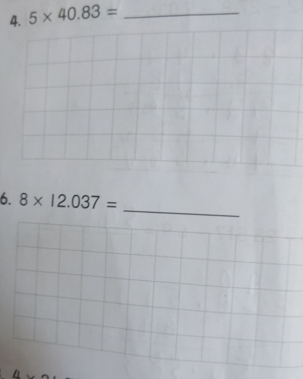 Multiplication Problems: 5 x 40.83 and 8 x | StudyX