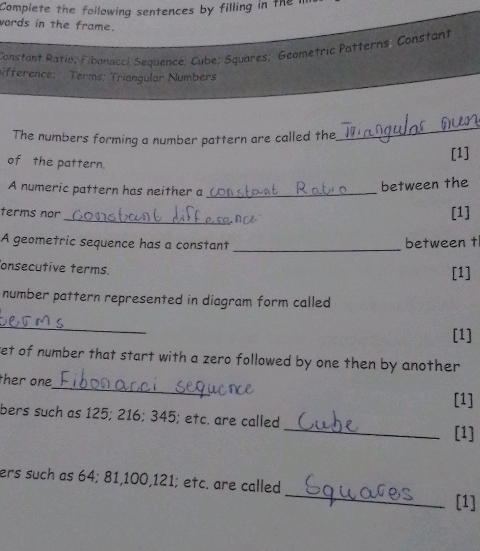 Complete the following sentences by filling | StudyX
