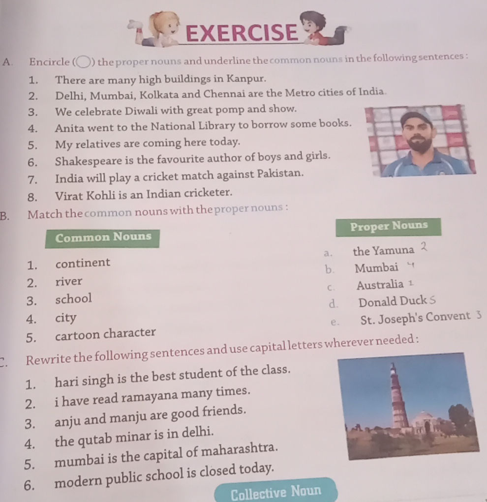A. Encircle (O) the proper nouns and | StudyX