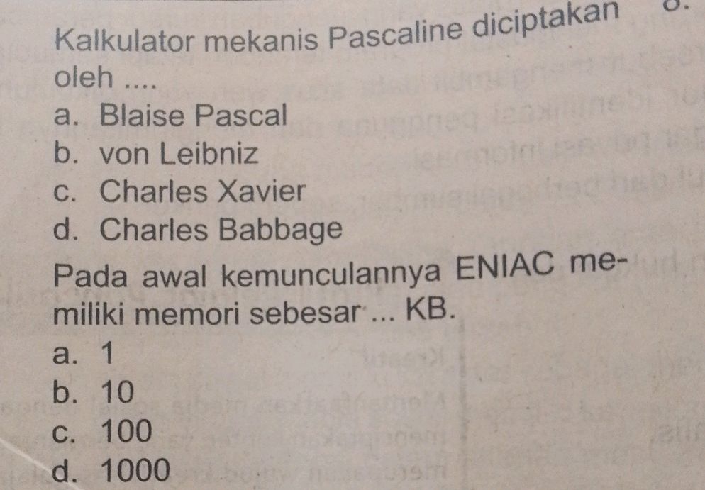 Kalkulator mekanis Pascaline diciptakan | StudyX