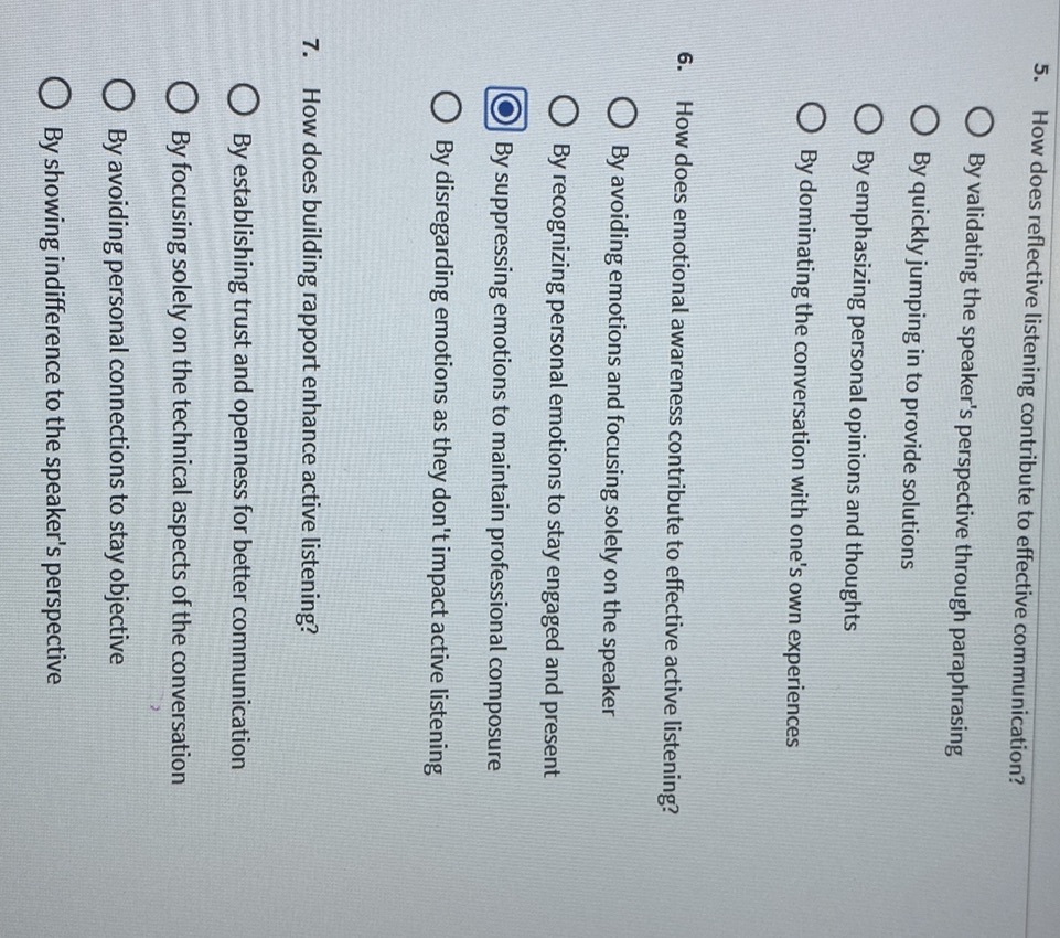 5. How does reflective listening contribute | StudyX