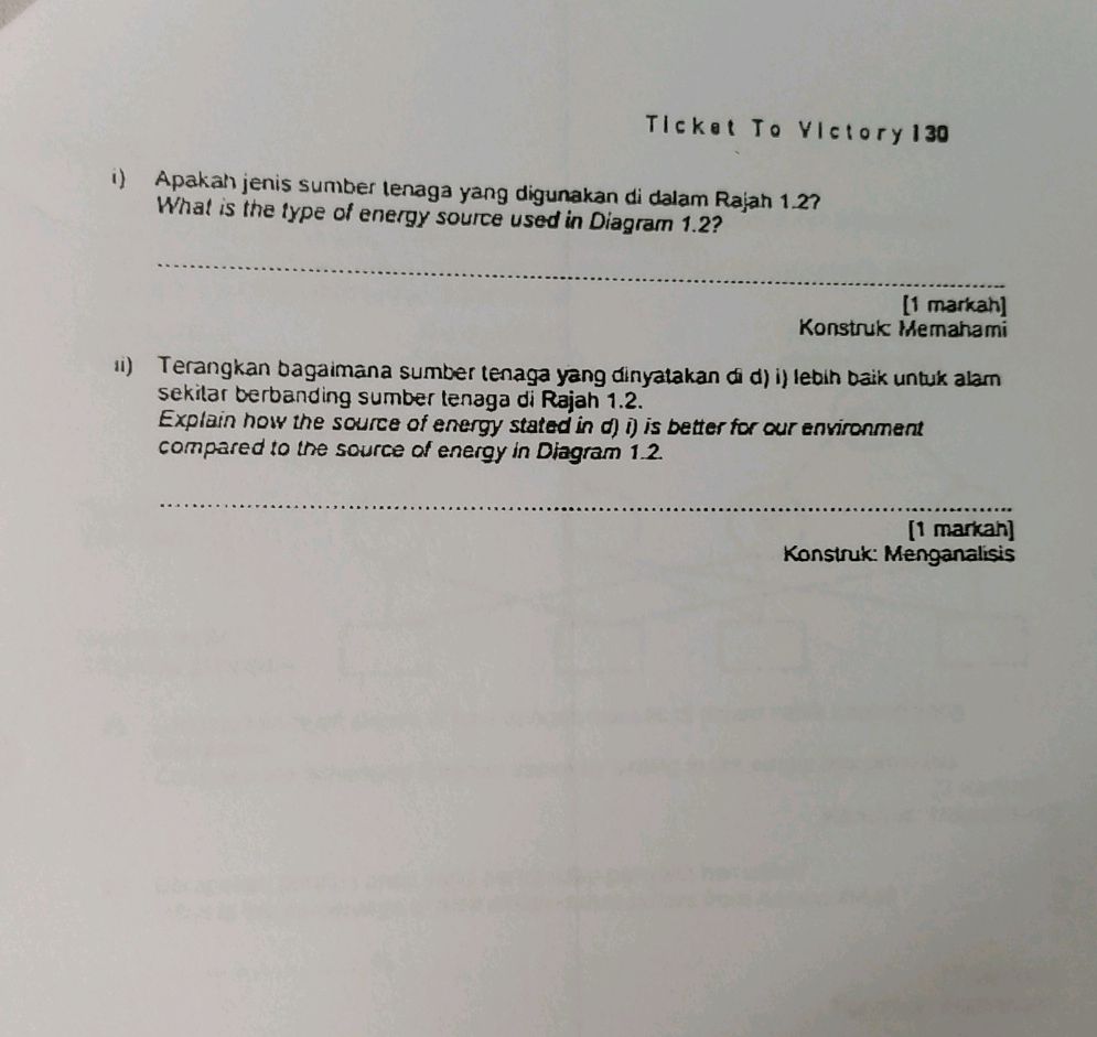 i) Apakah jenis sumber tenaga yang digunakan | StudyX