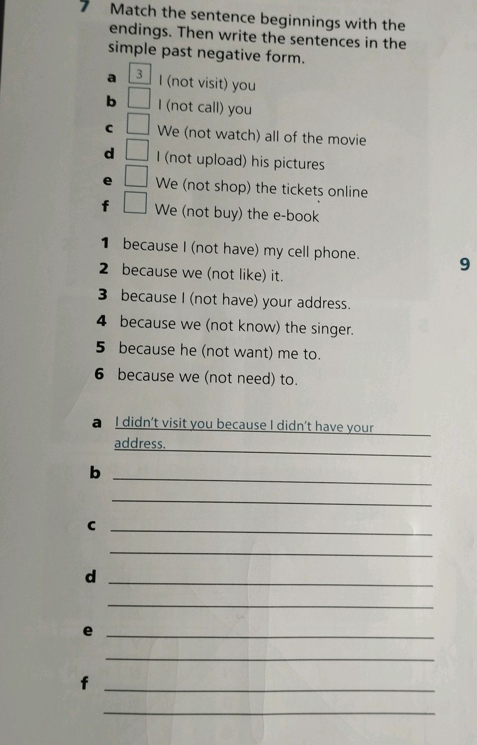 7 Match the sentence beginnings with the | StudyX