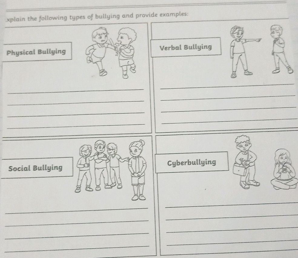 Explain the following types of bullying and | StudyX