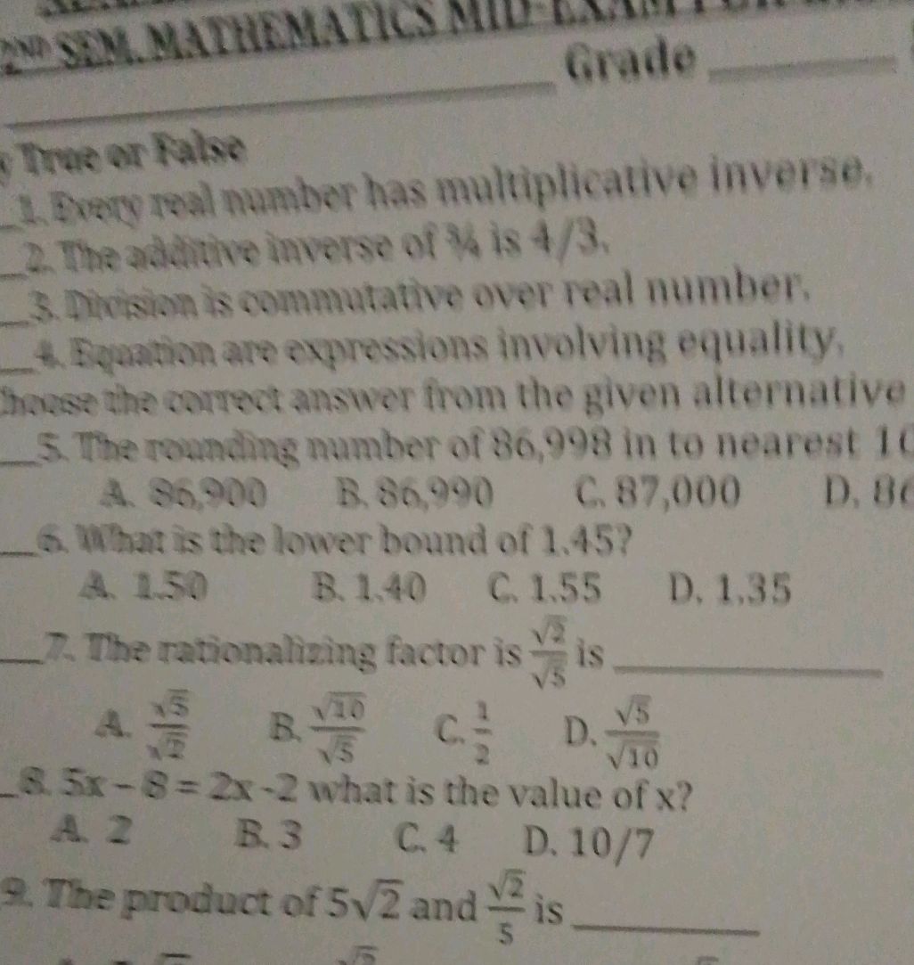 1. Every real number has multiplicative | StudyX