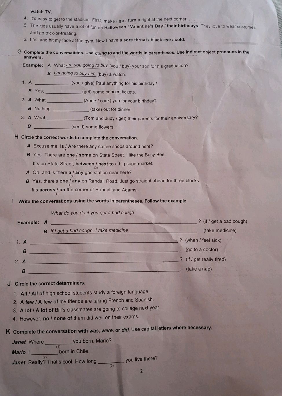 G Complete the conversations. Use going to | StudyX