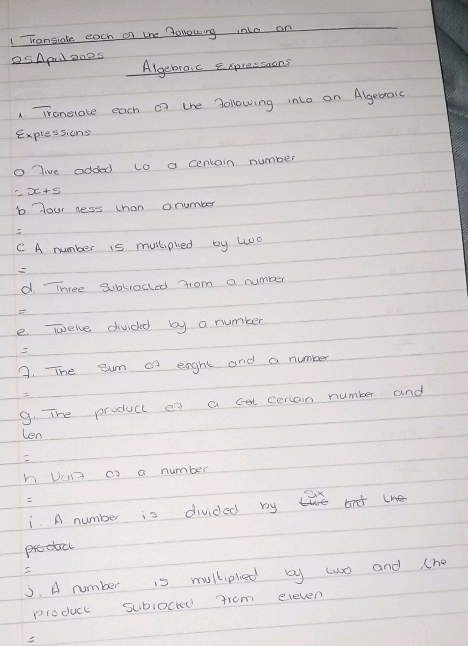 1. Translate each of the following into an | StudyX