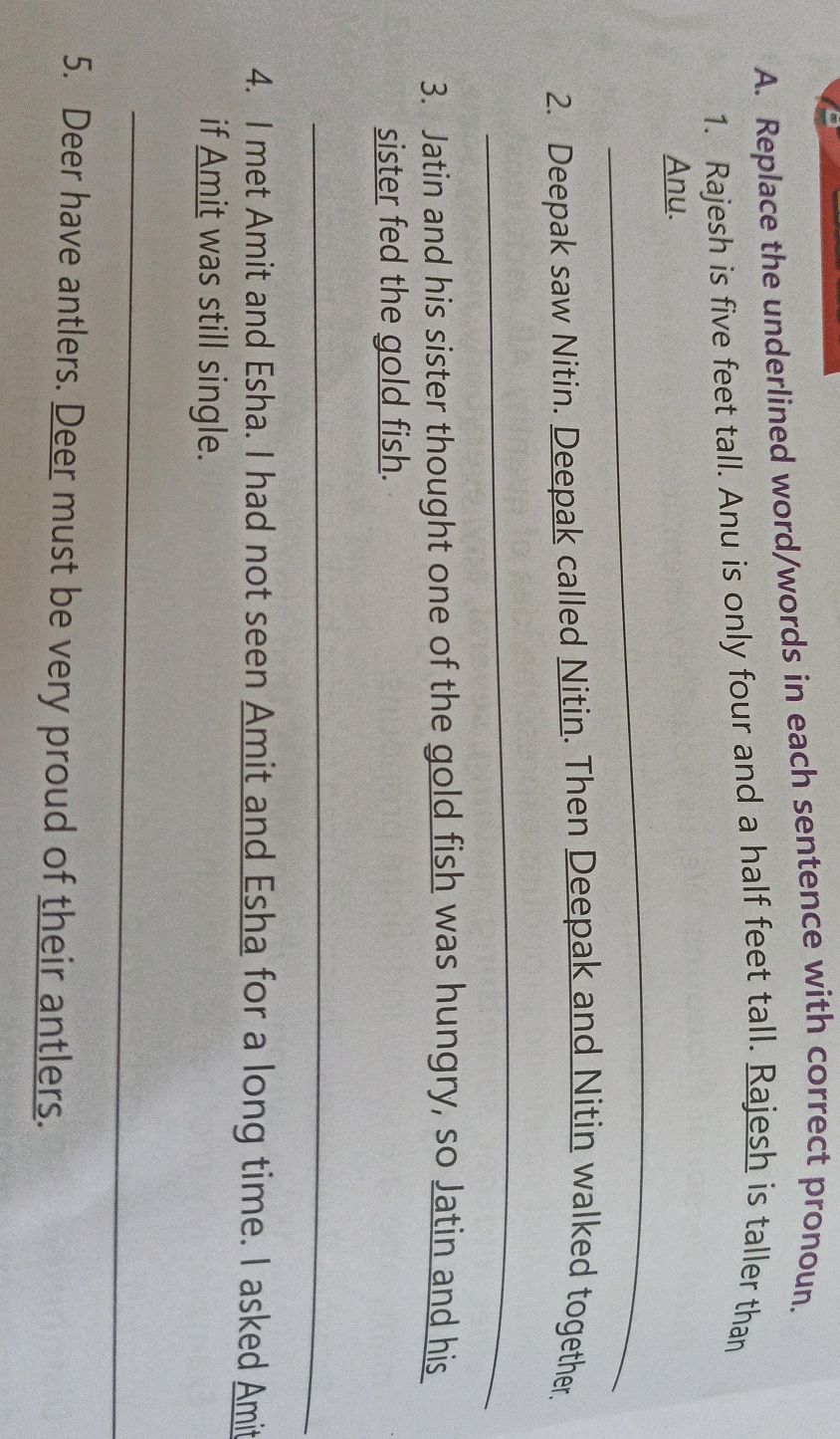 A. Replace the underlined word/words in each | StudyX