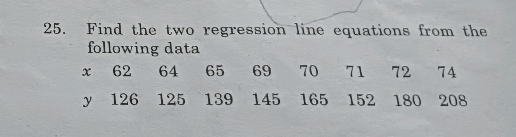 25. Find the two regression line equations | StudyX