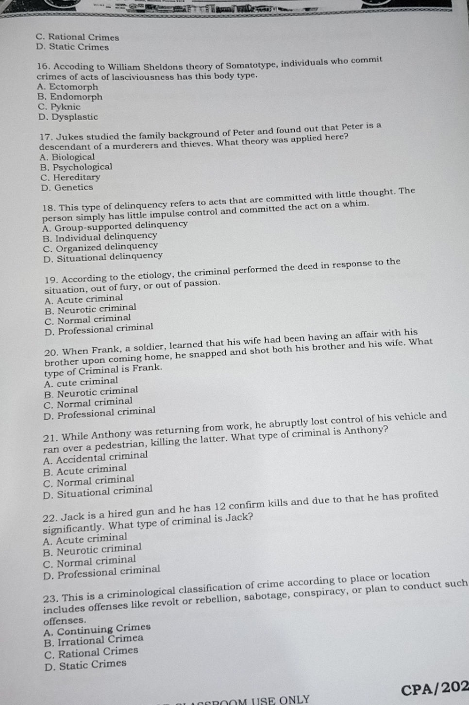 16. Accoding to William Sheldons theory of | StudyX
