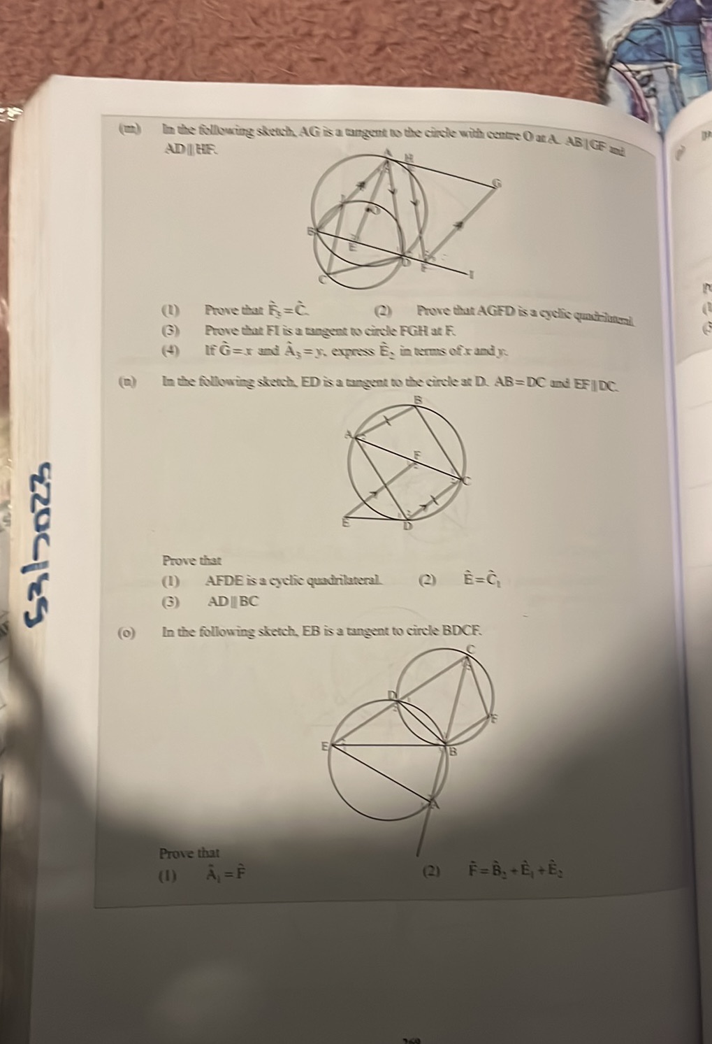 (m) In the following sketch, AG is a tangent | StudyX