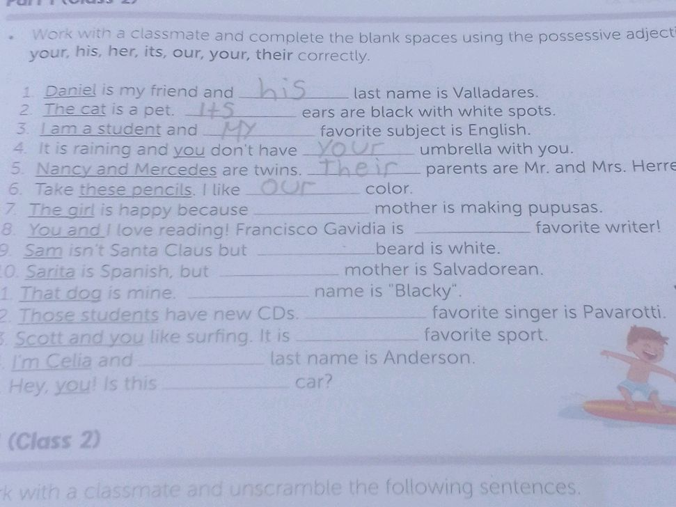 Work with a classmate and complete the blank | StudyX