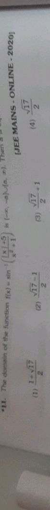 The domain of the function $f(x) = sin^{-1}(