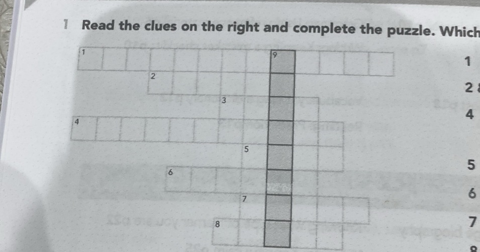 Read the clues on the right and complete the | StudyX