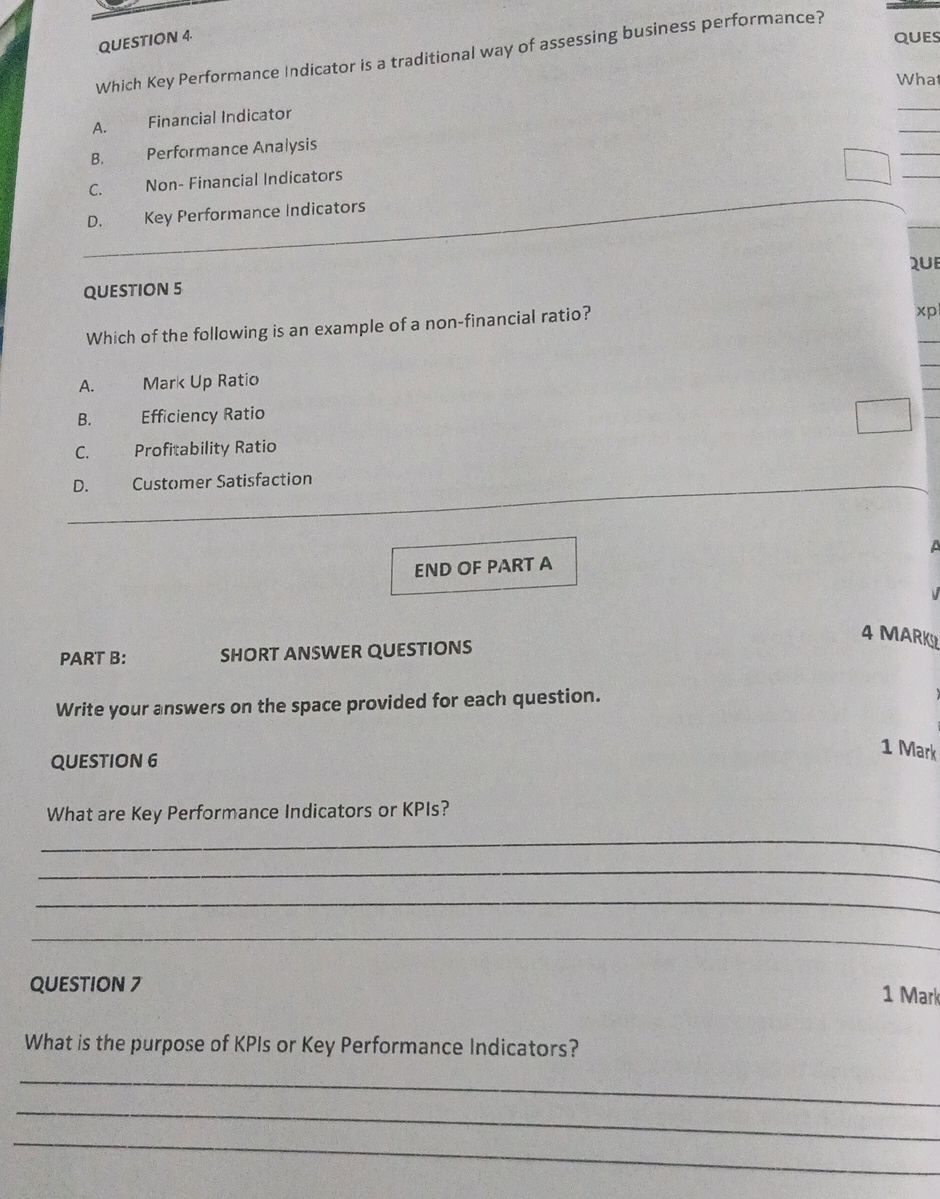 QUESTION 4. Which Key Performance Indicator | StudyX