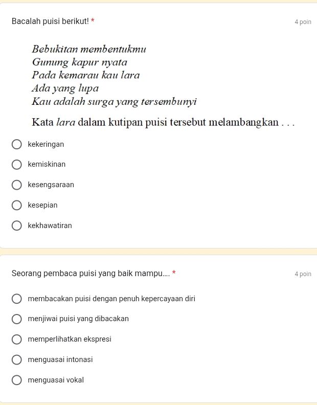 Bacalah puisi berikut! Bebukitan | StudyX