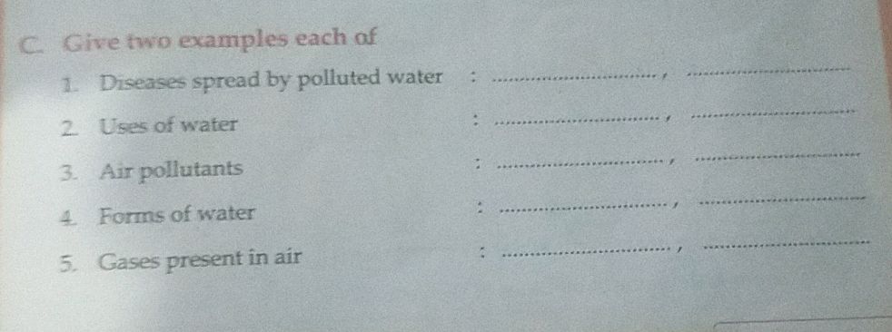 C. Give two examples each of 1. Diseases | StudyX