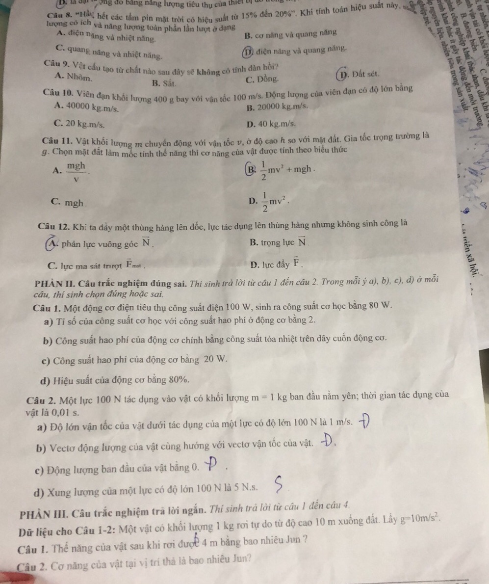 Câu 8. “Hầu hết các tấm pin mặt trời có hiệu | StudyX