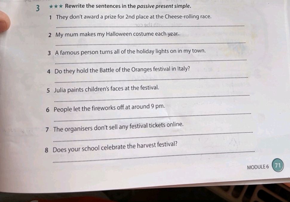 3 ★★★ Rewrite the sentences in the passive | StudyX