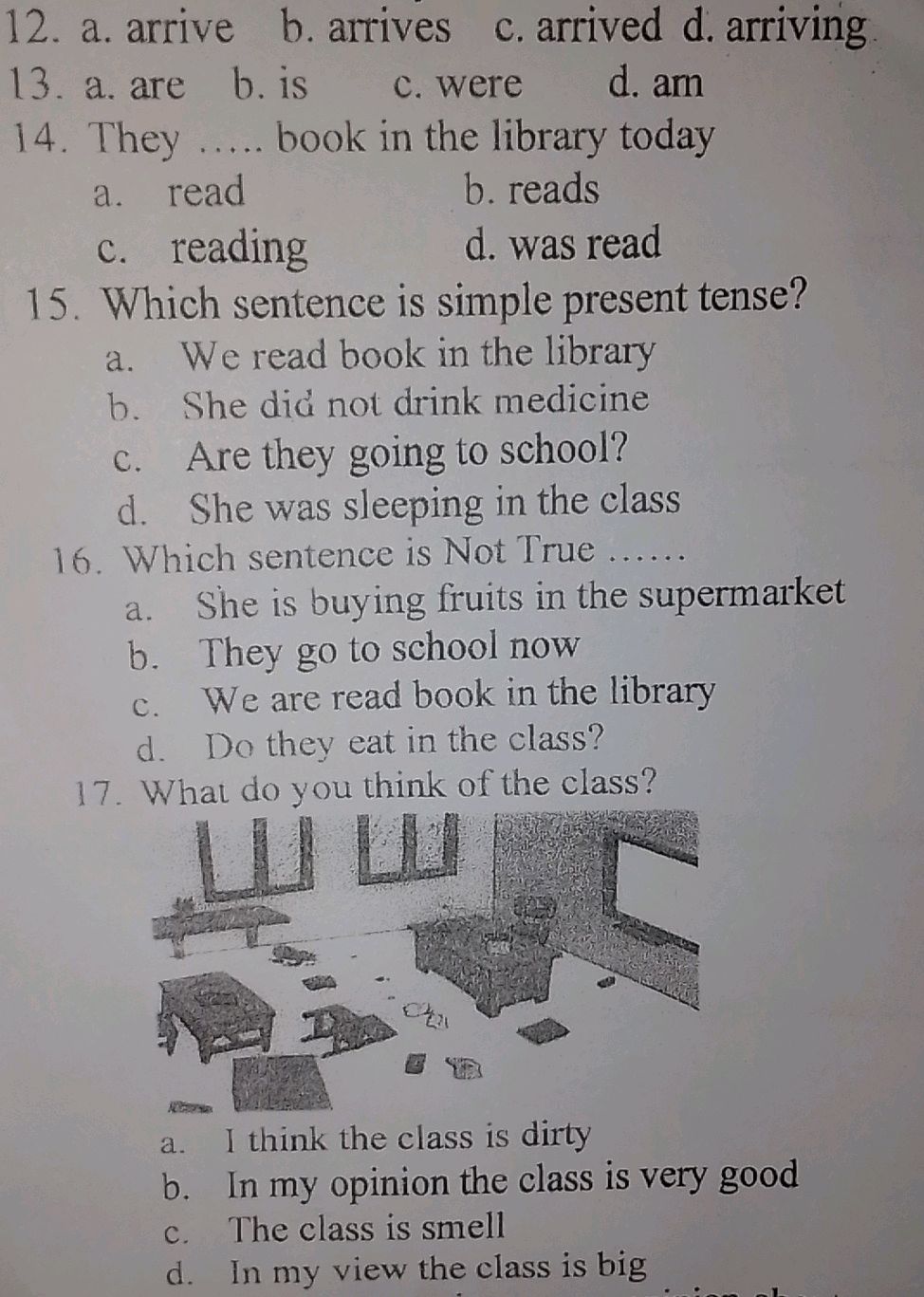 12. a. arrive b. arrives c. arrived d. | StudyX