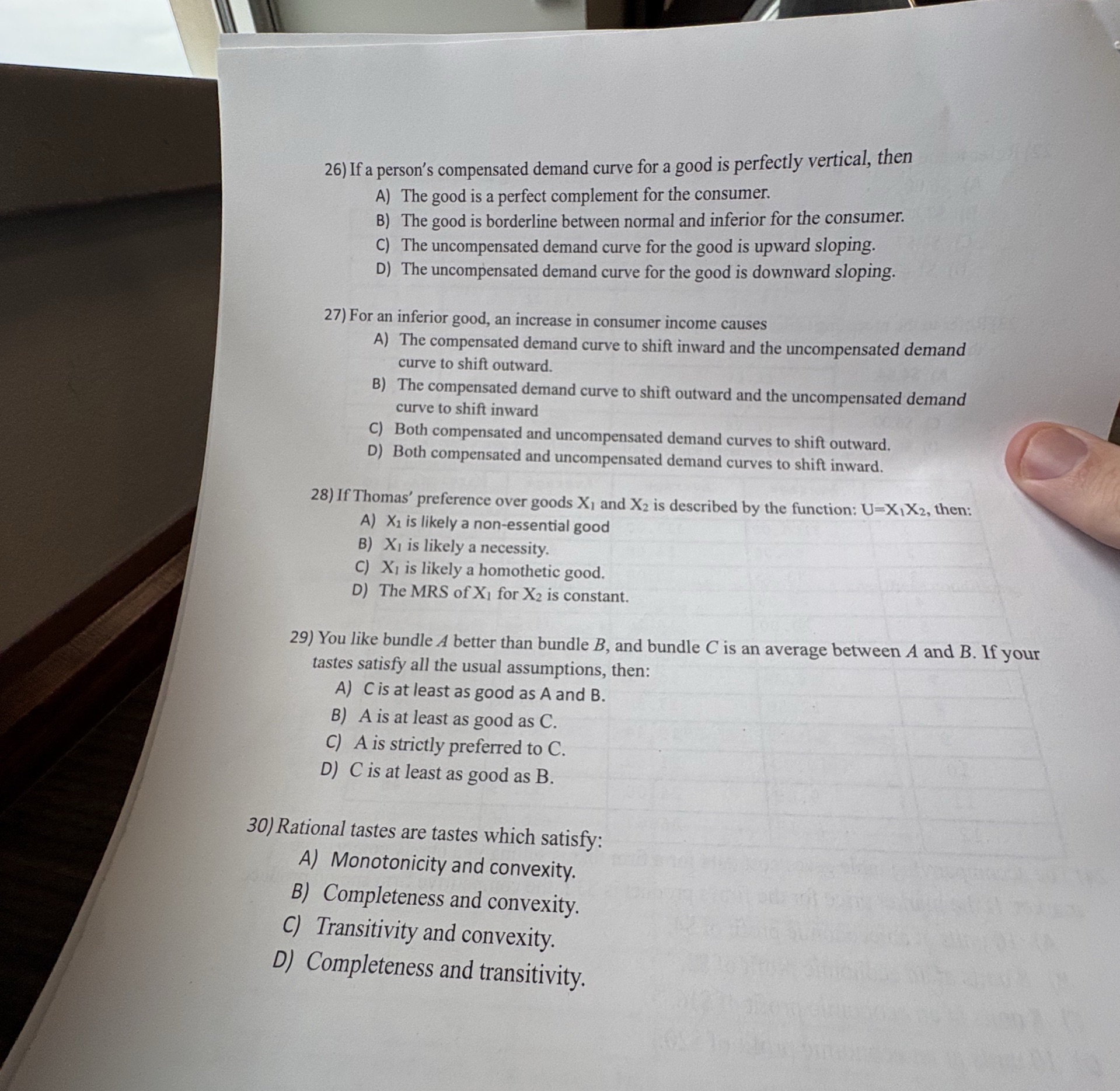 26) If a person's compensated demand curve | StudyX