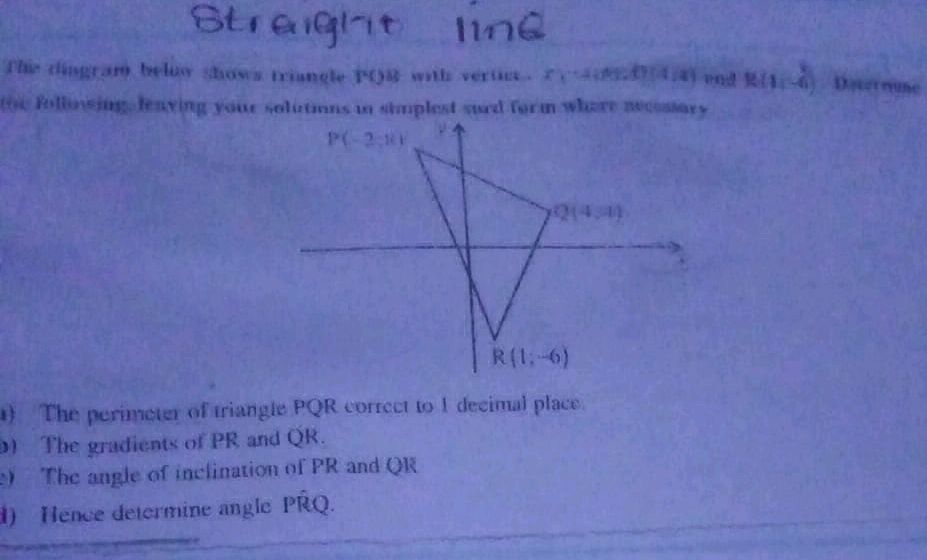 The diagram below shows triangle PQR with | StudyX
