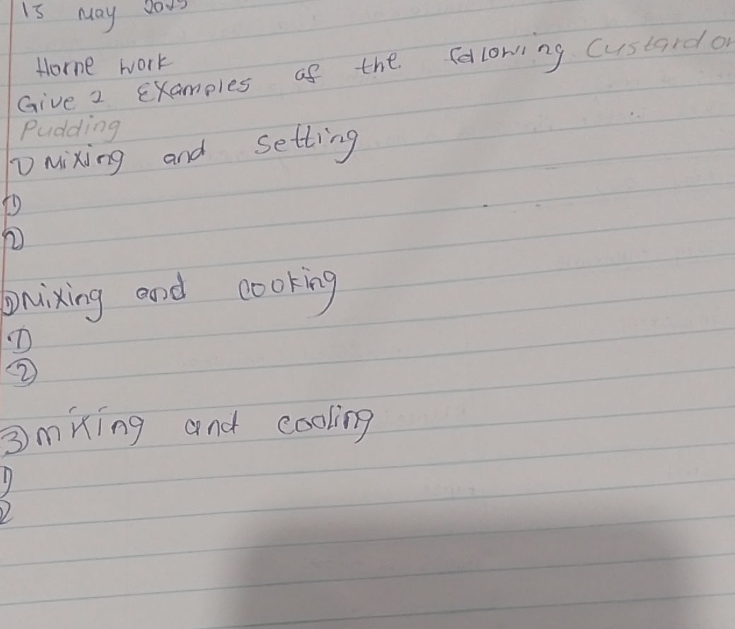 Give 2 Examples of the following Custard or | StudyX