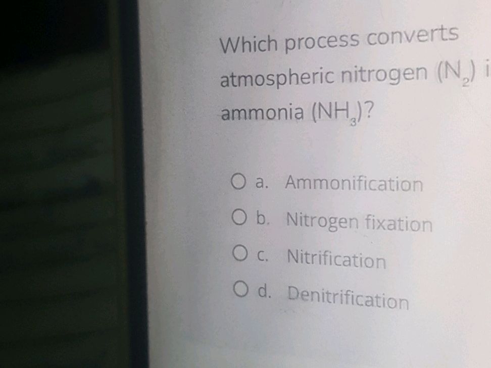 Which process converts atmospheric nitrogen | StudyX