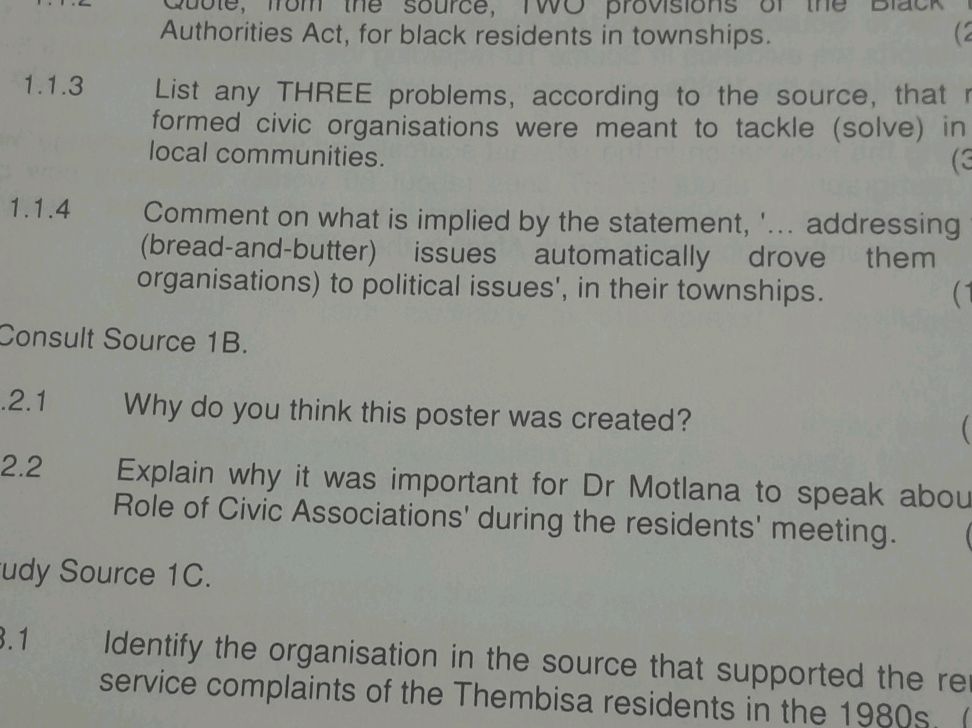 1.1.3 List any THREE problems, according to | StudyX