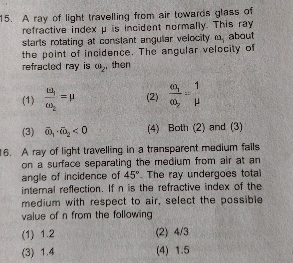15. A ray of light travelling from air | StudyX