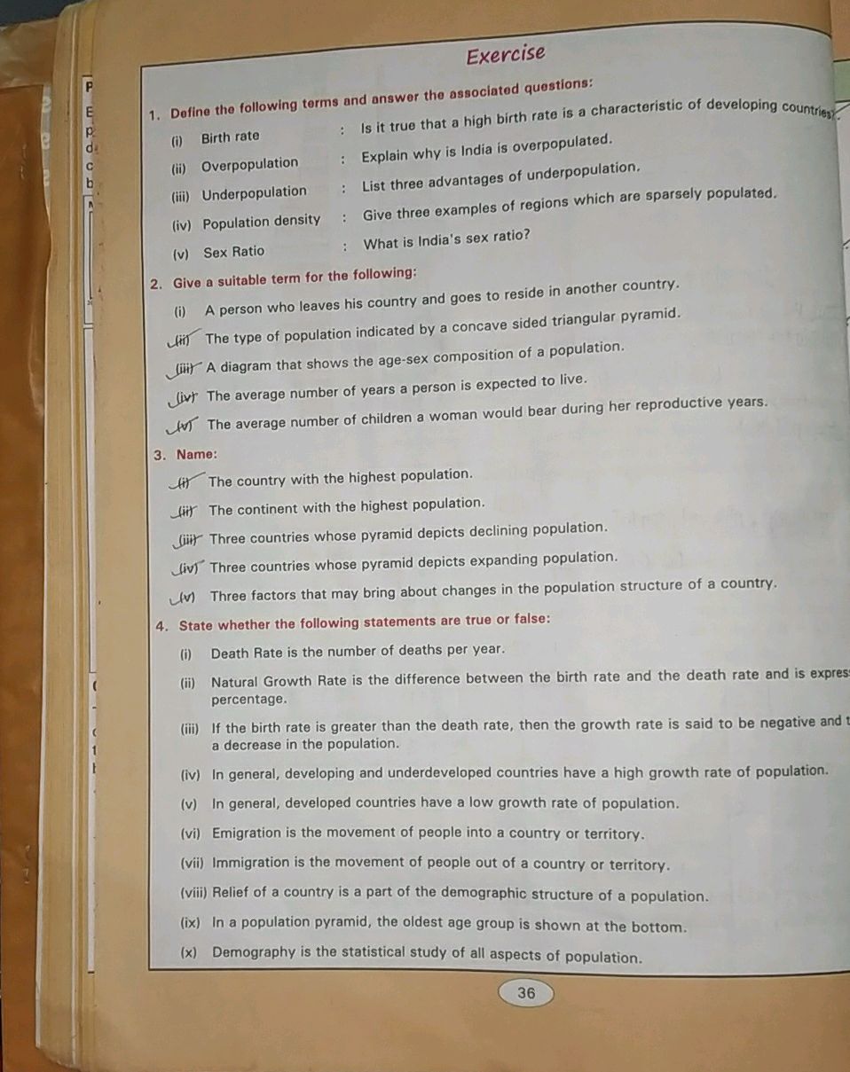 1. Define the following terms and answer the | StudyX