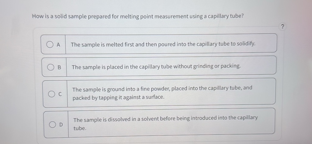 How is a solid sample prepared for melting | StudyX
