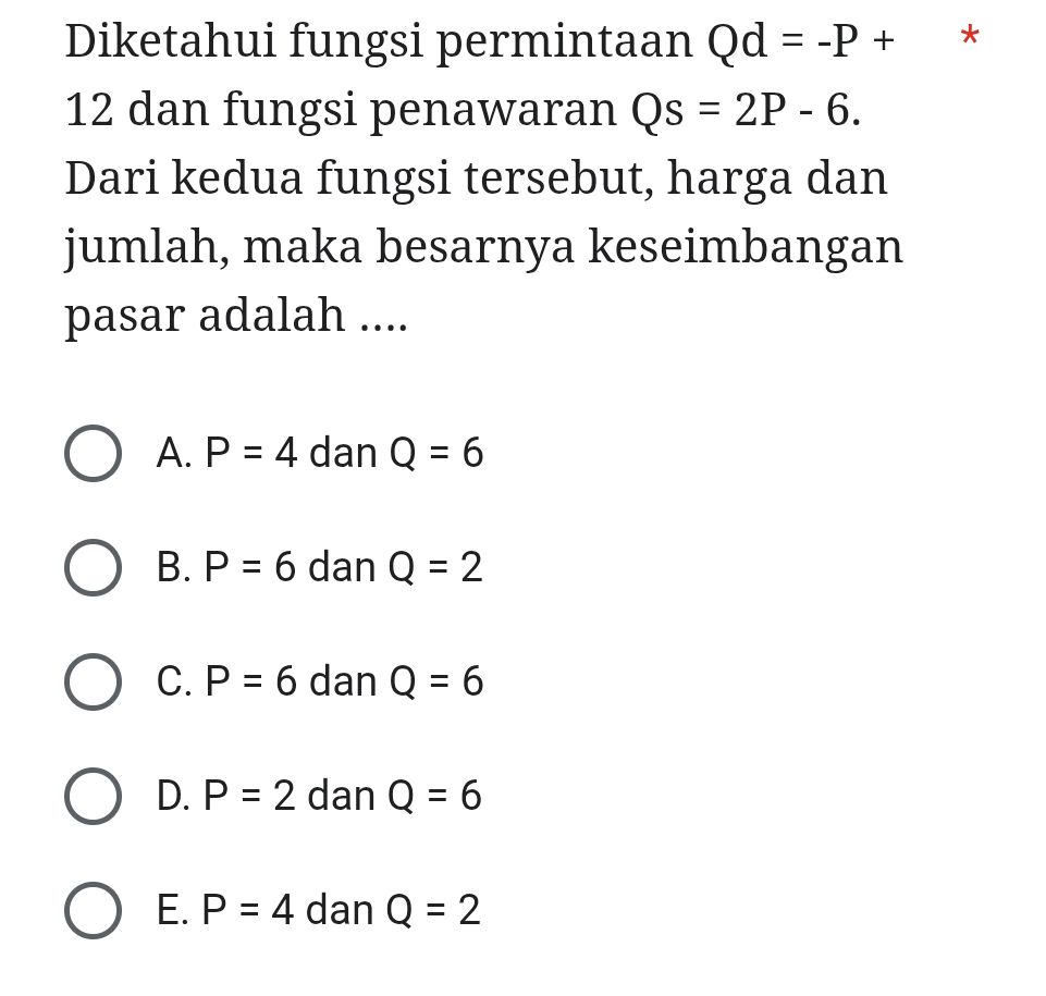 Diketahui fungsi permintaan Qd = -P + 12 dan | StudyX