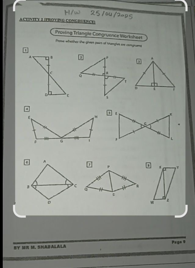 Proving Triangle Congruence Worksheet Prove | StudyX